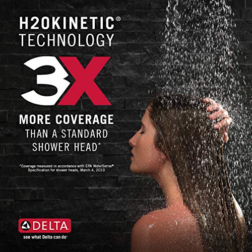 Delta Faucet 3-Spray H2Okinetic Slide Bar Hand Held Shower with Hose, Black Handheld Shower Head, Slide Bar Hand Shower, Handheld Shower, Detachable Shower Head, Matte Black 51799-BL