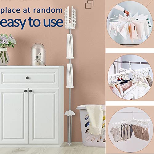 GDAE10 3 Layers White Clothes Rack Stainless Steel Drying Clothes Rack Rotatable and Foldable Clothes Rack Easy to Assemble Clothes Rack Suitable for Family Laundry Closet