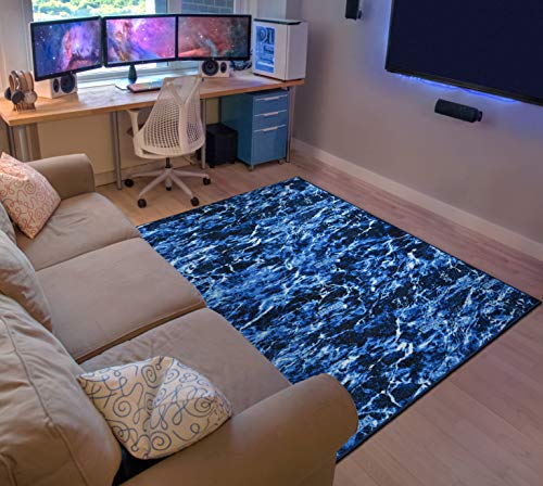 Garland Rug Mossy Oak Elements Aqua Camouflage 6 Ft. X 9 Ft. Area Rug Ideal for Living Rooms & Hallways, Stylish & Durable for High-Traffic Areas