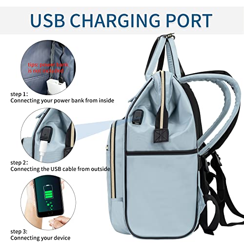 EMPSIGN Laptop Backpack for Women 17 Inch Travel Backpack, Large Capacity 40L Compuer Quilted Backpack Purse, Waterproof Stylish Business College Backpack with USB Port, Quilted Blue