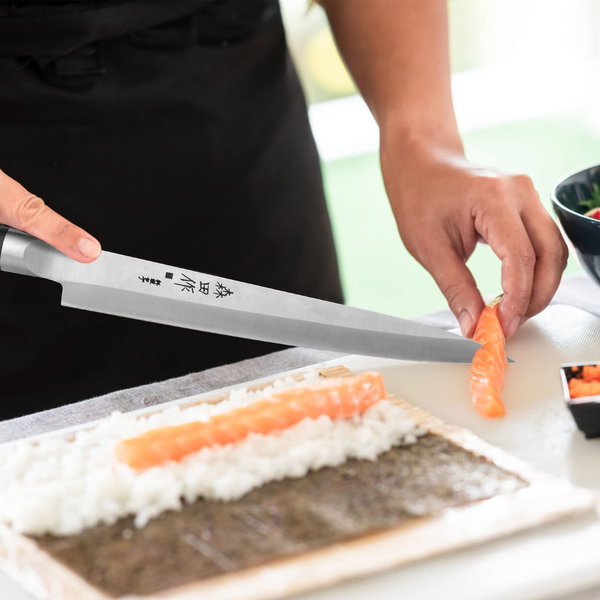 CHUYIREN Sushi Knife Sashimi Knife- 9.5 inch(240mm) 2PK, Wooden Handle And Stainless Steel Handle