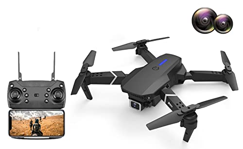 Foldable Drone for Adults/Teenager, Aerial Photography with 4K/1080P Profesional HD Camera, Intelligent Aircraft with Headless Mode, WiFi FPV Live Video, One-Key Return, APP Control (Dual Camera 4K, Black)