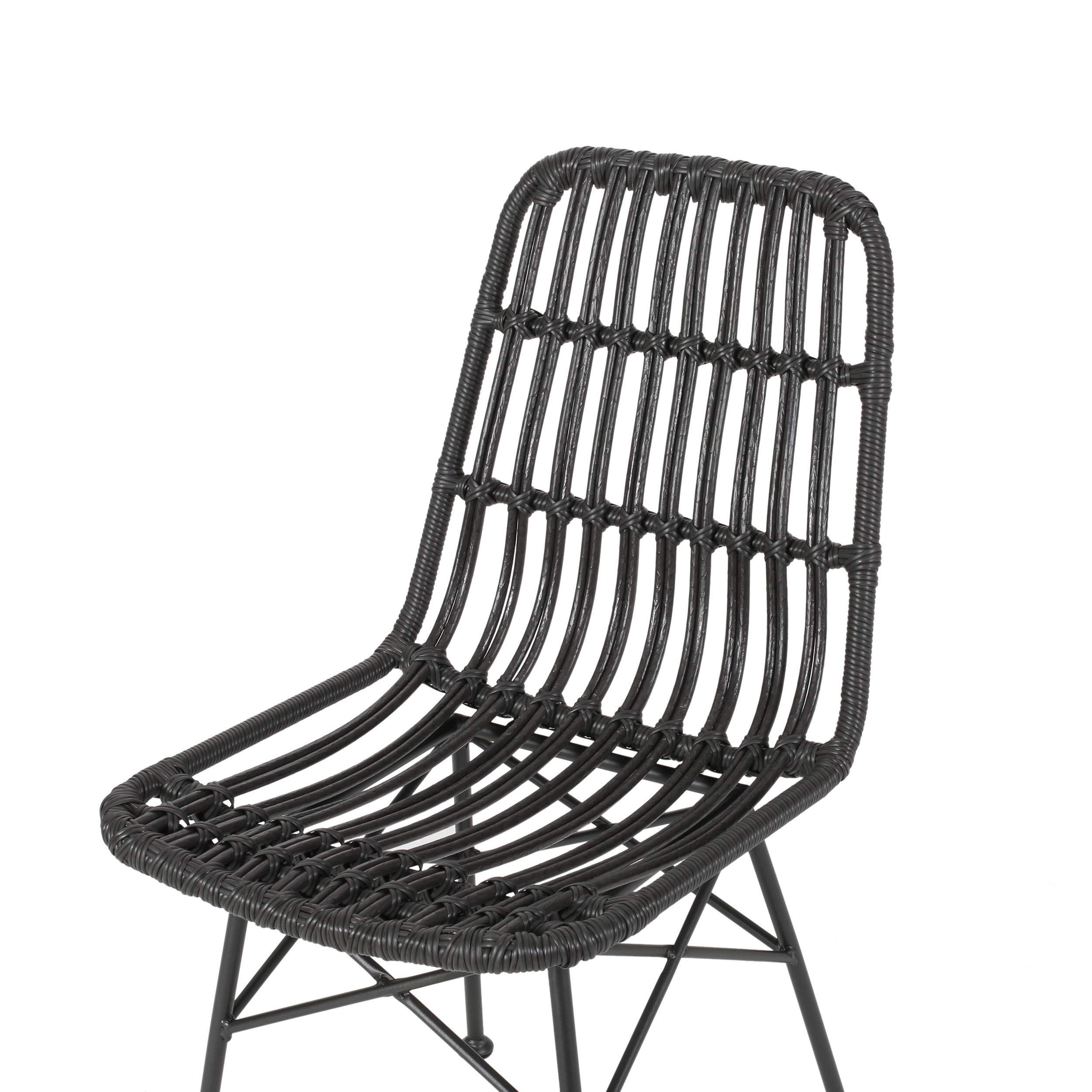 GDFStudio Indoor Wicker Dining Chairs (Set of 2), Gray and Black