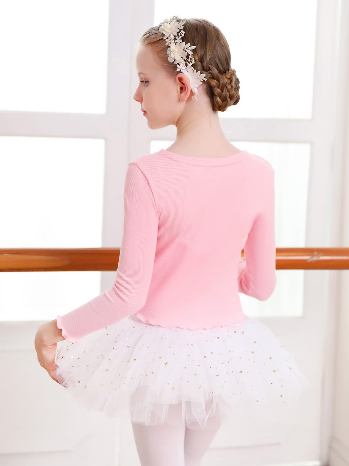 Ballet Sweater for Girls Ballet Top Ballet Wrap Girls Long Sleeve Dance Top Dance Sweater Warm Pullover Knit Dance Clothes Pink