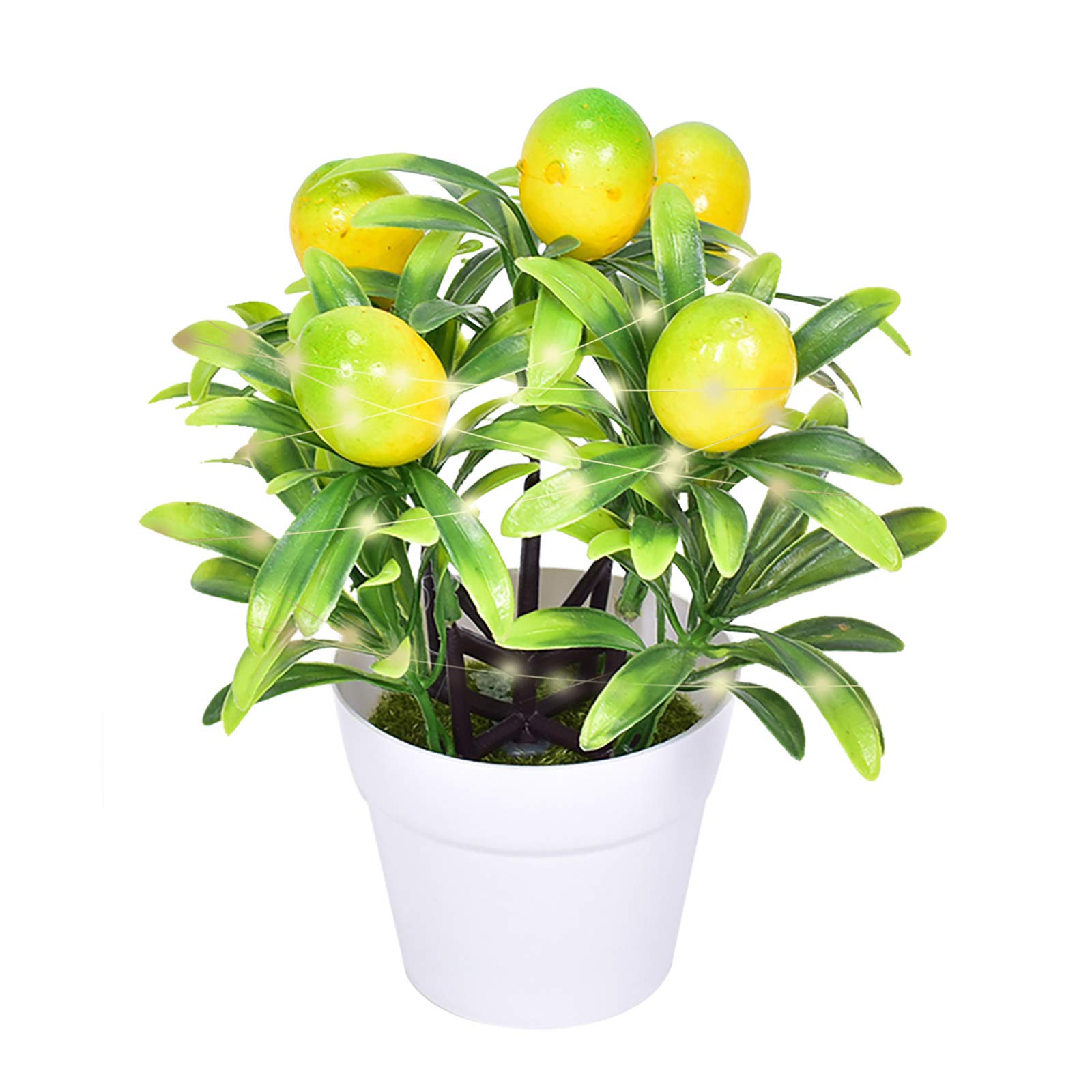 RESOYE Artificial Lemon Tree Potted, Simulation Lemon Branch with Green Leaves, Yellow Fake Small Potted Lemon Decor Fruit Tree for Kitchen Home Garden Farmhouse, 6.3In(210316XU02-2-10455-1042225761)