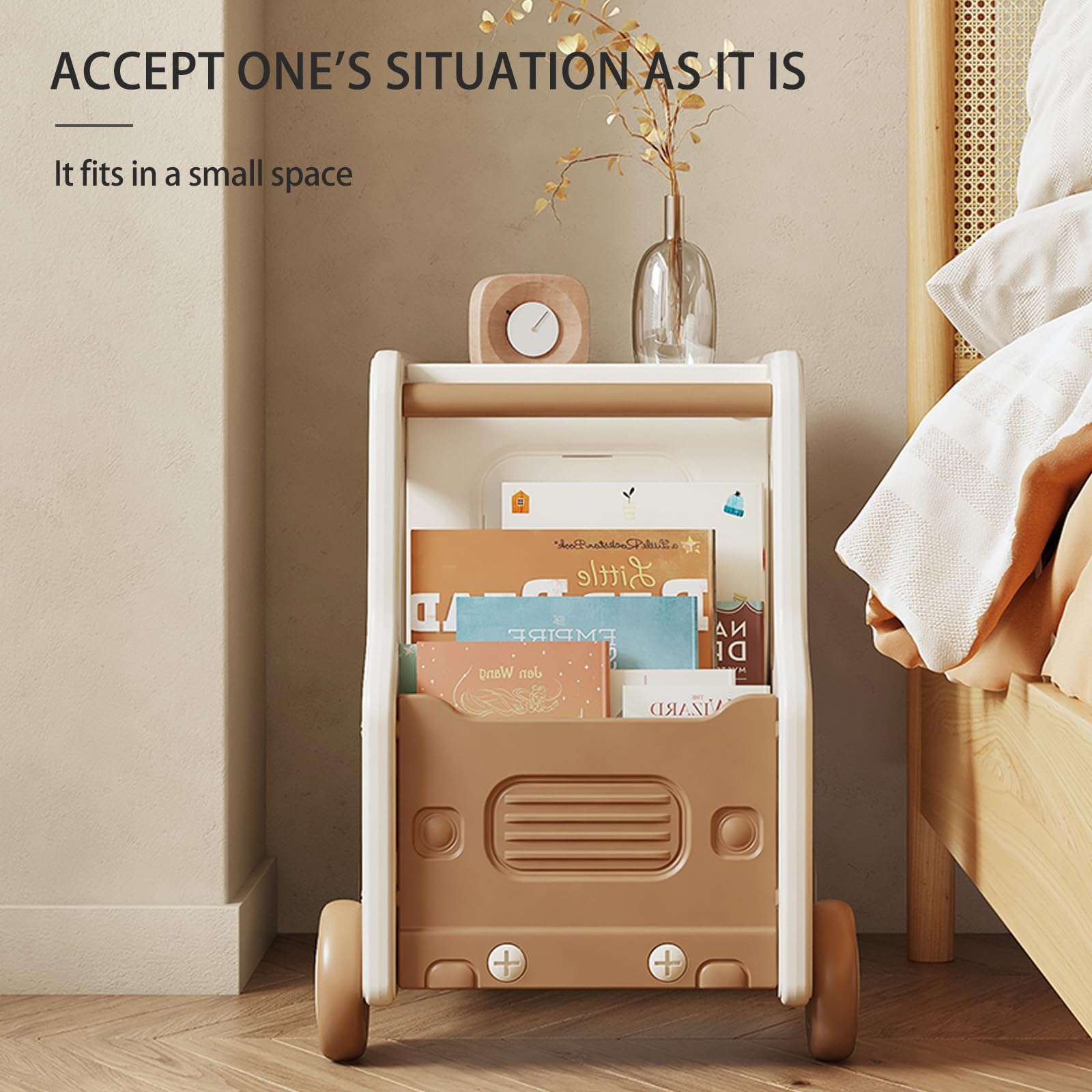 Deer COCO Toy Organizers And Storage For Kids, 2 Layers Toy Storage Cabinet Toy Chests With Bins Multipurpose Bookcase For Nursery, Playroom, Bedroom, Living Room (Tan/No Blockes
