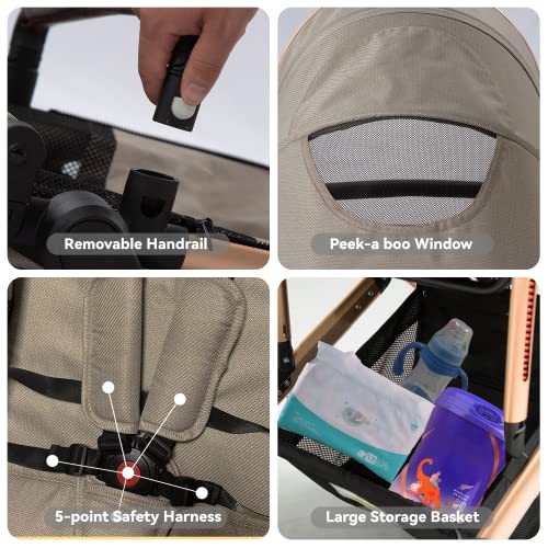 Infant Newborn Baby Bassinet Stroller - 2 in 1 High Landscape Convertible Stroller with Reversible Seat | Foldable Aluminum Alloy Pram Anti-Shock Toddler Pushchair Strollers for 0-36 Months Babies