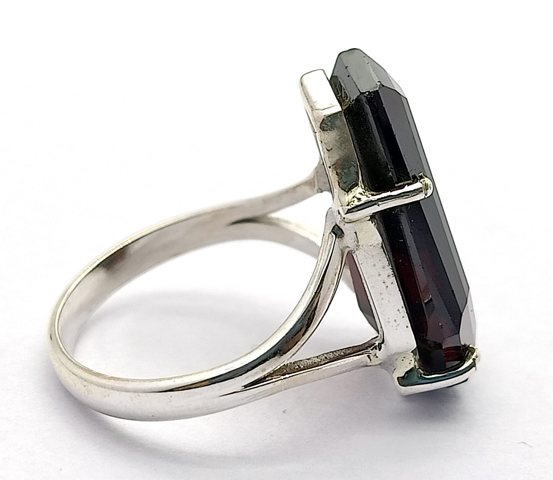Carat Online 15 Carat Coffin Shape 925 Sterling Silver Garnet Gemstone Ring for Women| Ring Size 4 US to 12 US (Garnet, 4)