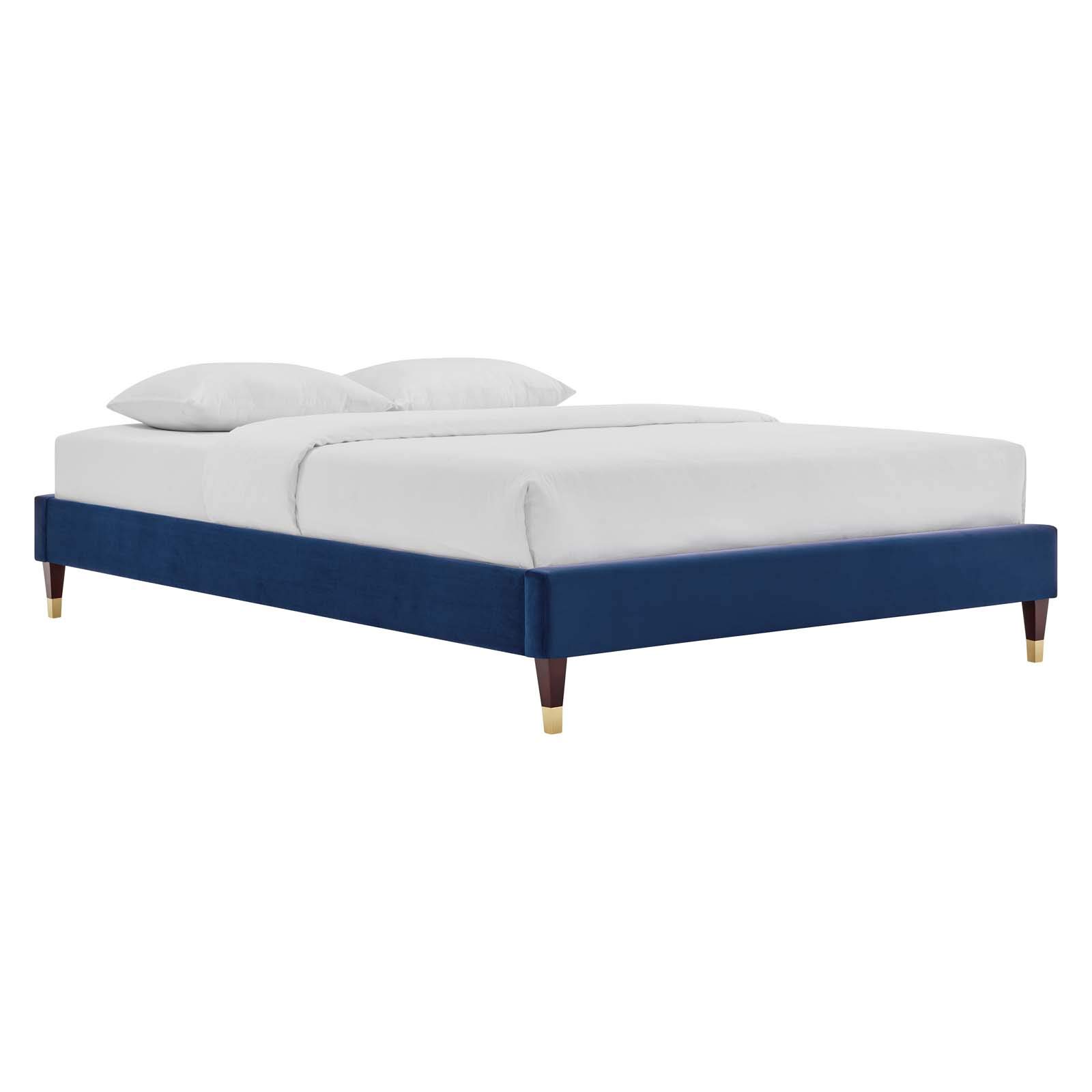 Modway MOD-6271-NAV Harlow King Performance Velvet Platform Bed Frame, Navy