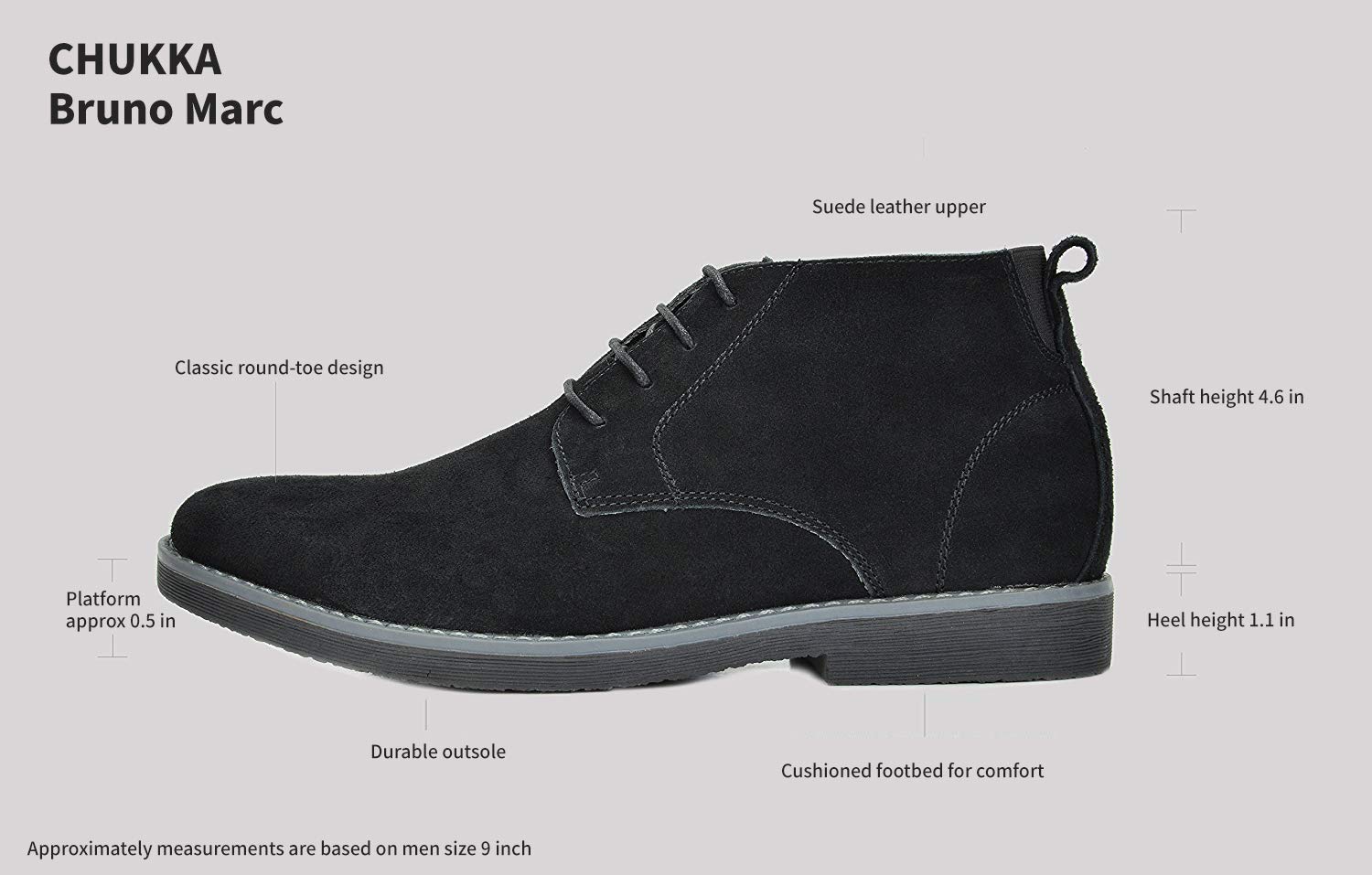 Bruno Marc Men's Chukka Dark Brown Suede Leather Chukka Desert Oxford Ankle Boots Size 11 M US