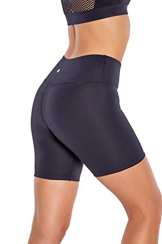 Bally Total Fitness High Rise 7" Bike Short - 2 Pack, Black/Heather Charcoal, Medium