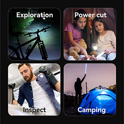 CWXCZY 2000 Lumens Ultra-Bright Floodlight Flashlight, High Lumens Rechargeable Flashlights for Outdoor Searching, Camping, Hiking(Black) (Black)
