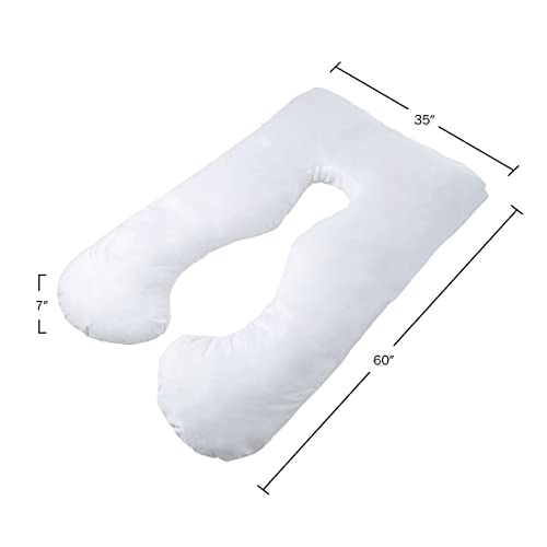 Pregnancy Pillow, Full Body Maternity Pillow with Contoured U-Shape by Bluestone, Back Support 60 x 35 x 7"