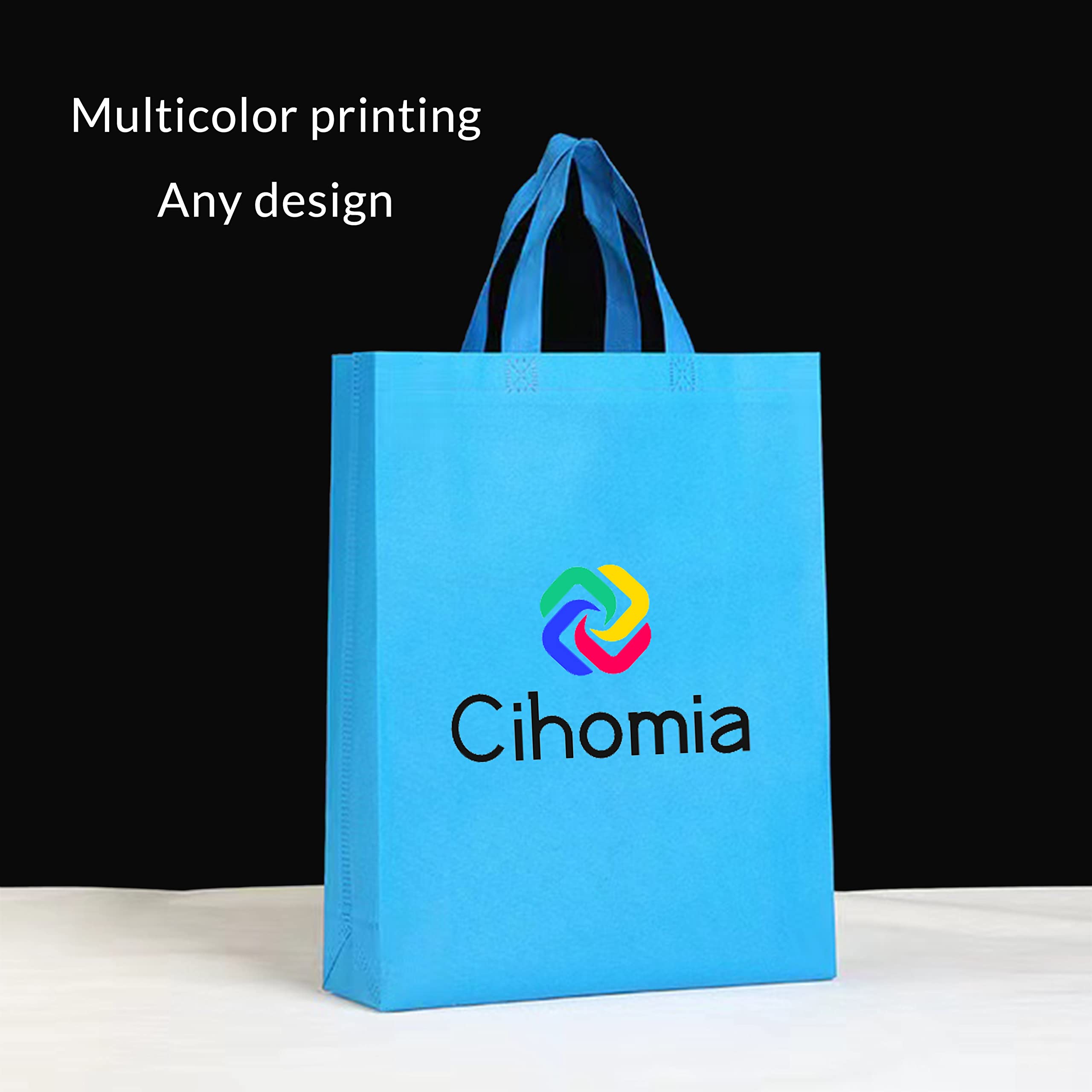 Cihomia 10-50pcs Custom Reusable Heavy Duty Tote Bag 9.8X3.9x13.7 Inch Personalized Logo Text Beach Shopping (50 PCS)