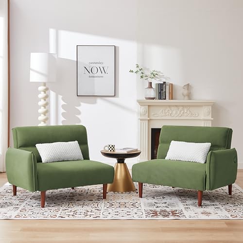 Convertible Sofa Bed Adjustable Sleeper Loveseat Couch Modern Corduroy Upholstered Recliner Reversible Love Seat Folding Daybed , Detachable Sofá into 2 Singel Chairs with Wooden Legs & USB Ports
