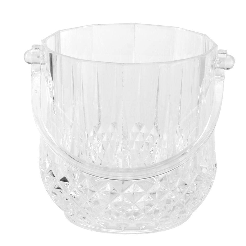 Crystal Ice Bucket, Small Clear Acrylic Ice Cube Container Champagne Beer Wine Chiller with Handle for Freezer Cocktail Bar Party, 4.7 x 4.7 x 4.9 in