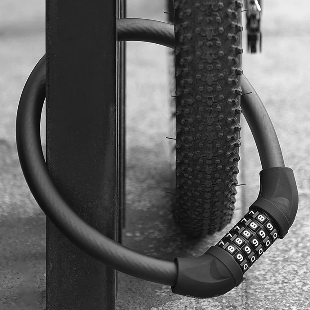 AZPINGPAN 1.72cm Bold Ring Bicycle Lock丨zinc Alloy Core Steel Cable Code Lock丨small and Portable 57cm Outdoor Mountain Bike Fixing Accessories丨suitable for Electric Vehicles, Motorcycles