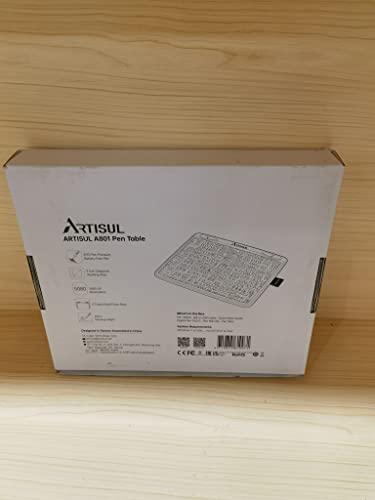 Drawing Tablet Artisul A801 Graphics Tablet 9 Inch Art Tablet with 8192 Pressure Battery-Free Pen, 4 Hot Keys, Compatible with Windows, macOS & Android Mobile, Perfect for OSU, Animation, Art Design