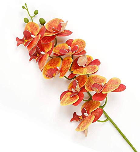 Moldiy Artificial Fake Flowers with Vase for Home Office Garden Party Wedding Decor (Orange)