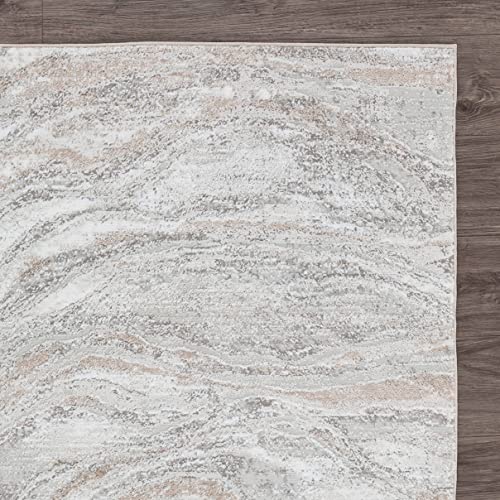 GLORY RUGS Abstract Area Rug Modern Contemporary Faded Soft for Living Room Dining Room Bedroom Home and Office (108CreamGold, 8x10)