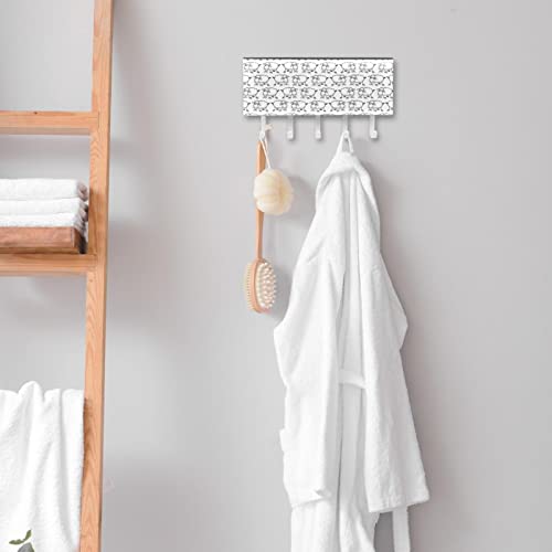 Cute Simpe Black White Sheep Pattern Rack Organizer with 5 Hooks Wall Bathroom Kitchen Shelf Rack Multifunctional Storage Shelf