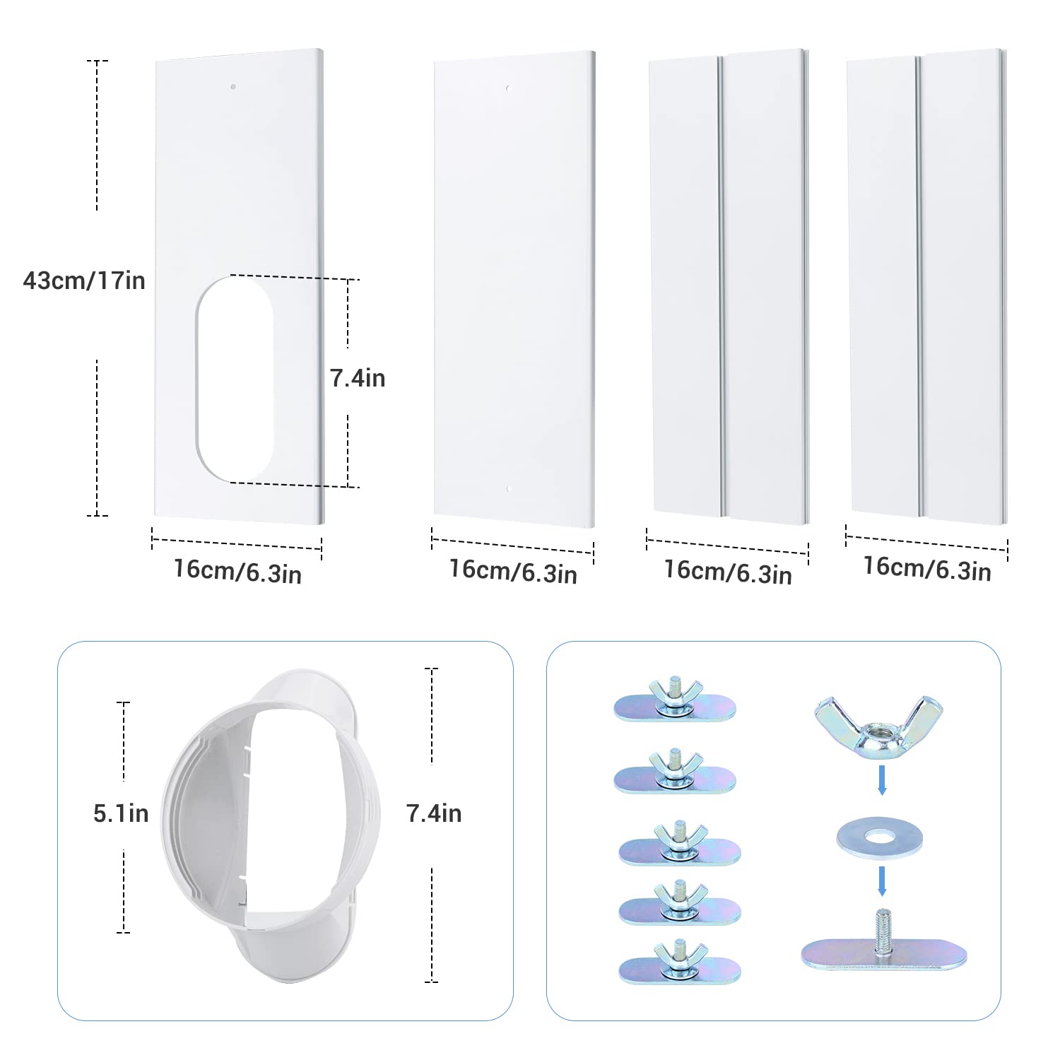 BROSYDA Portable Air Conditioner Window Vent Kit, Upgraded Seamless Portable AC Vent Kit with 5.1" Diameter of Exhaust Hose & Universal Coupler, Adjustable Window Seal Kit for Sliding Window
