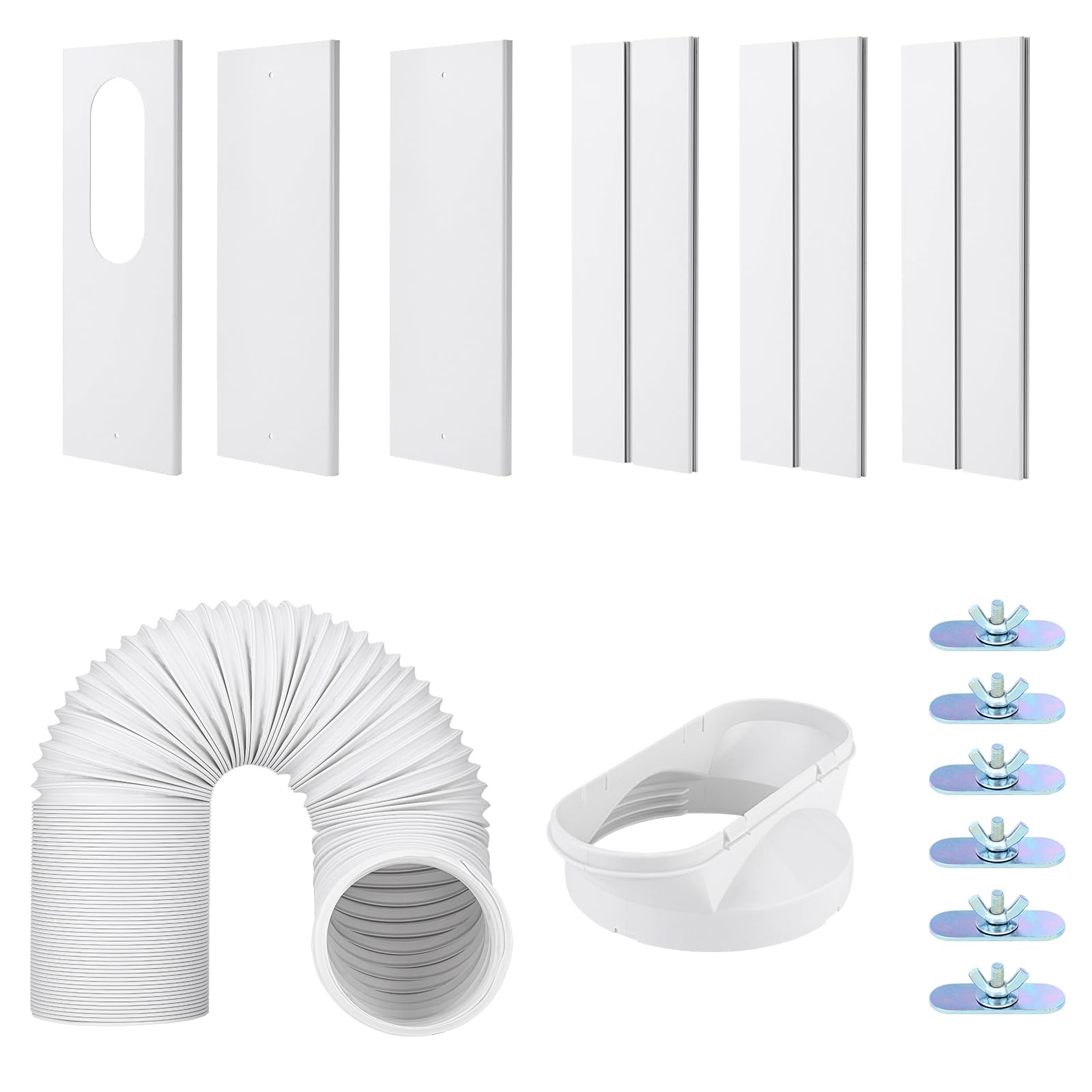 Brosyda Portable Air Conditioner Window Vent Kit with 5.9" AC Exhaust Hose & Coupler, Adjustable Portable AC Window Vent Kit, Upgraded Seamless Window Panel Kit for Sliding Windows