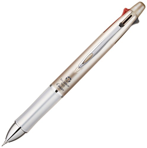PILOT Dr. Grip 4+1, 4 Color 0.7 mm Ballpoint Multi Pen and 0.5 mm Pencil - Champagne Gold Body