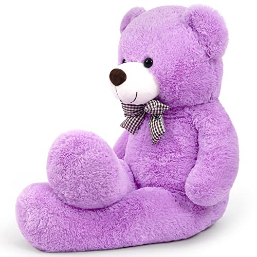 SNOWOLF 1.2M Giant Teddy Bear Plush Toy 4ft Big Cuddly Stuffed Animals Doll Gift for Valentines Kids Girlfriend (Purple, 47 in/120cm)