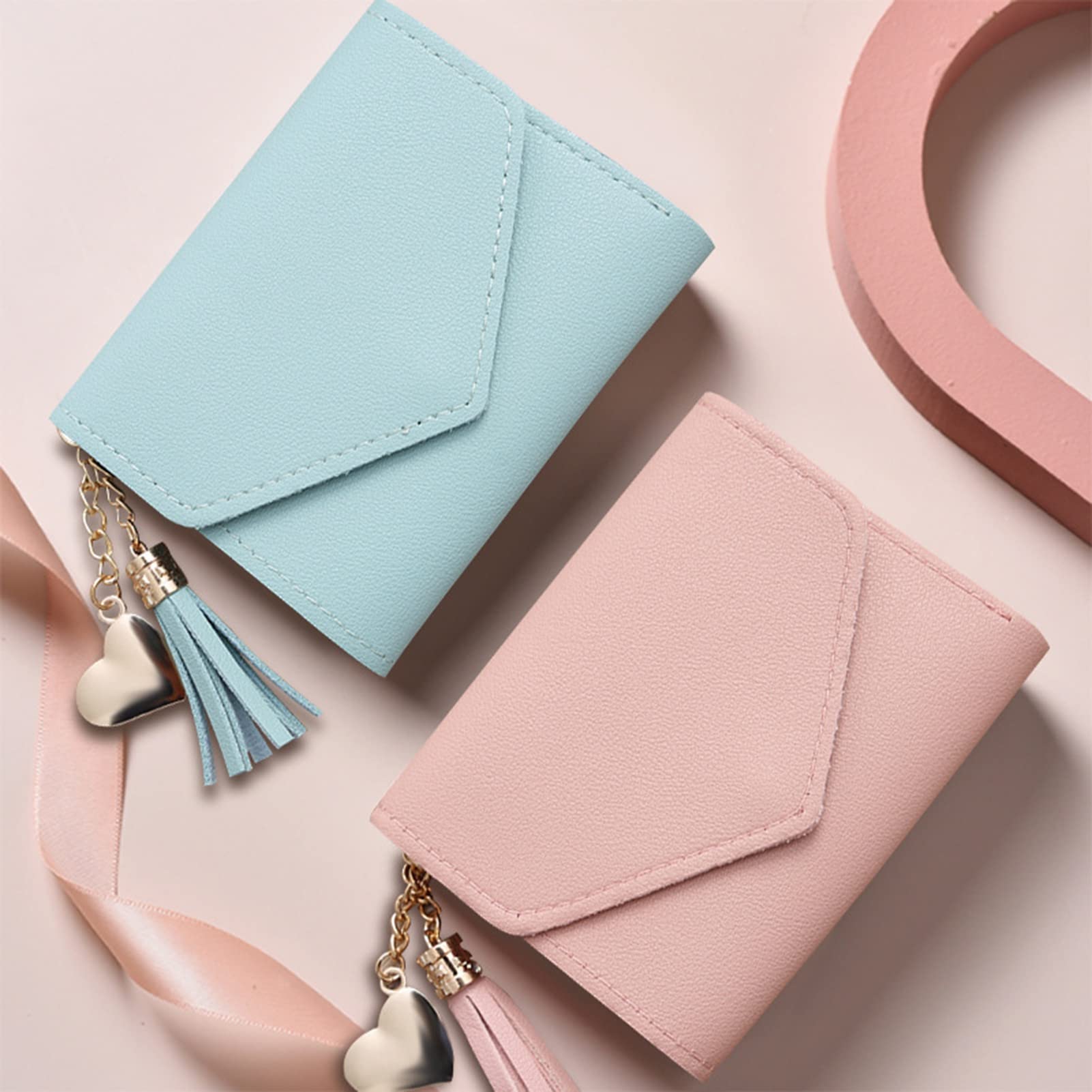Card Holder Slim Wallet Eco-friendly Foldable Faux Leather Cash Card Holder Purse for Shopping Wallet,Light Green