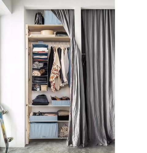 Ikea Stuk Heavy Duty 7 Compartment Clothes Storage Shelves (Light Turquoise 11 ¾x11 ¾x35 ½, 30x30x90 cm), Foldable Hanging Closet Organizer Polyester