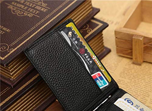 Card Wallets for Women Men's Card Slim Leather Holder Bifold Money Ultra Clip Credit Wallet Mini (Black, One Size)
