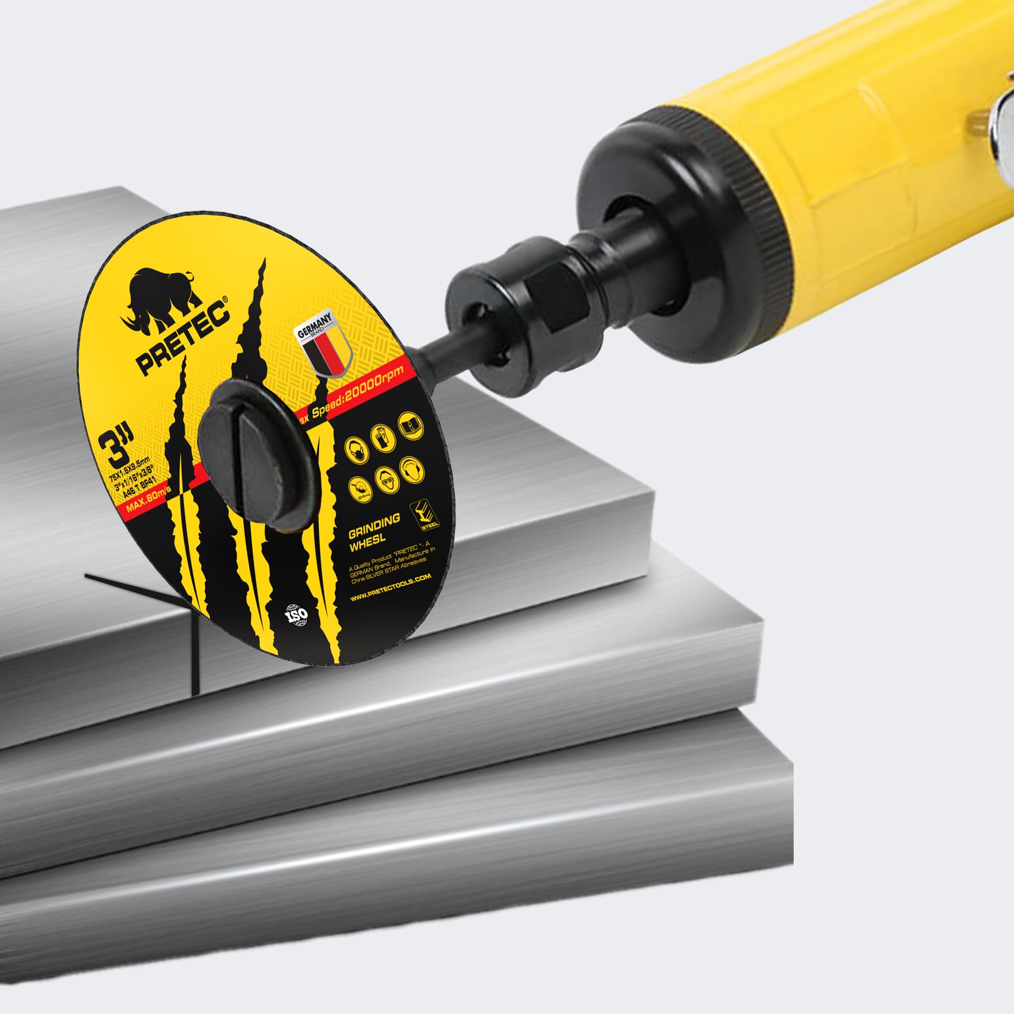 Die Grinder Cut-Off Wheel, 55 Pcs 3Inch Cut Off Wheels with 1/4 in Mounting Mandrel Kit for Die Grinder, 3/8" Arbor Hole Cutting Wheel for Metal & Stainless Steel Rotary Tool Drill Attachment