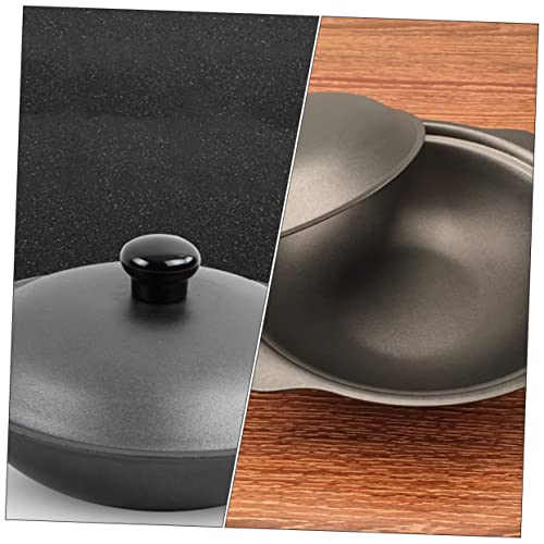 DOITOOL 3 Pcs Casserole Frying Pan with Lid Camp Oven Ceramic Stock Pot Iron Oven Pot Korean Stone Bowl Container with Lid Iron Pot with Lid Pot for Rice with Rice Small Iron Pot Pig Iron