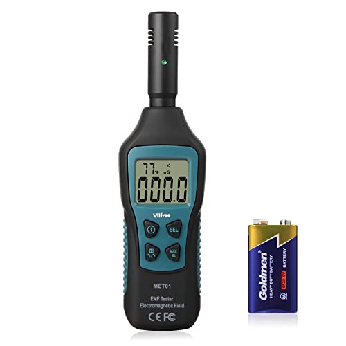 EMF Meter 5HZ-3.5G, Vlifree EMF Detector with Digital LCD Backlit Display for Electromagnetic Field 5HZ-3500MHz, Electronic Radiation, Temperature Detector, EMF Tester for Home, Ghost Hunting