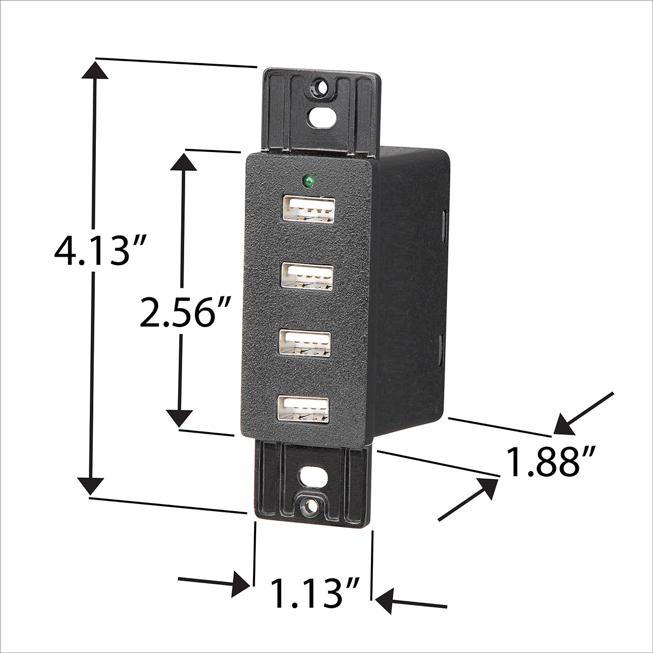 Magnadyne Wall Mount Charging Station, USB-C, USB-A, VPA Sockets, HDMI Pass Through, RV and Automotive Use Wall Plate Included (Black, 4 USB-A Charging Ports)
