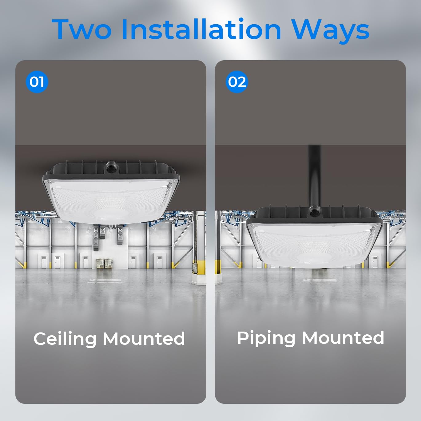 CINOTON 42W LED Barn Light Dusk to Dawn Outdoor Lighting, Black 2 Pack & 40W Outdoor LED Canopy Light