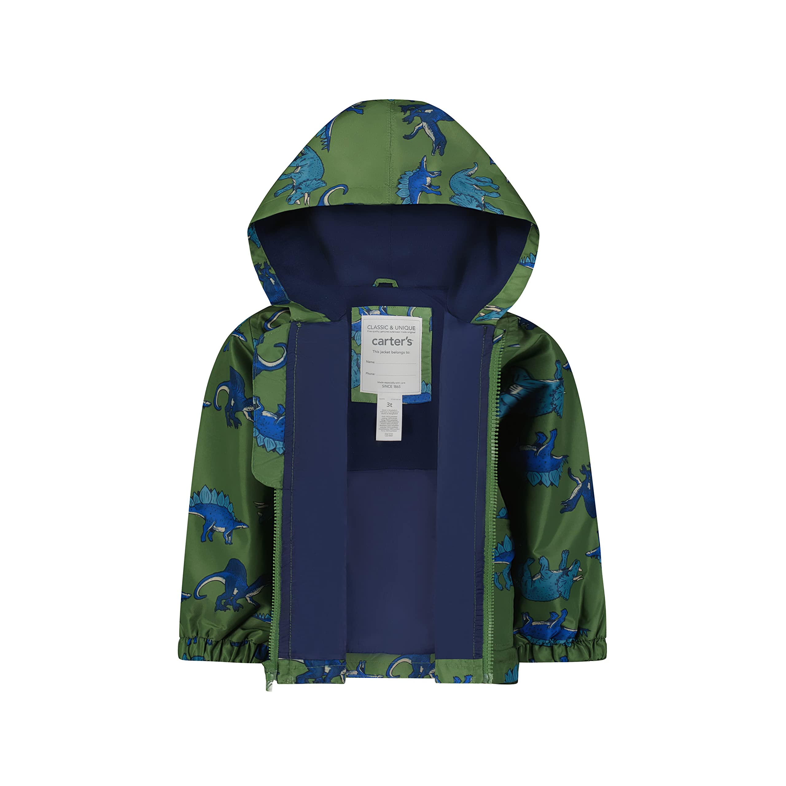 Carter's Baby Toddler Boy Raincoat, Green, 2 Years