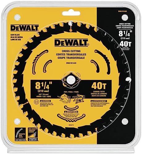 DEWALT Circular Saw Blade, 8 1/4 Inch, 40 Tooth, Cross Cutting (DWA181440)