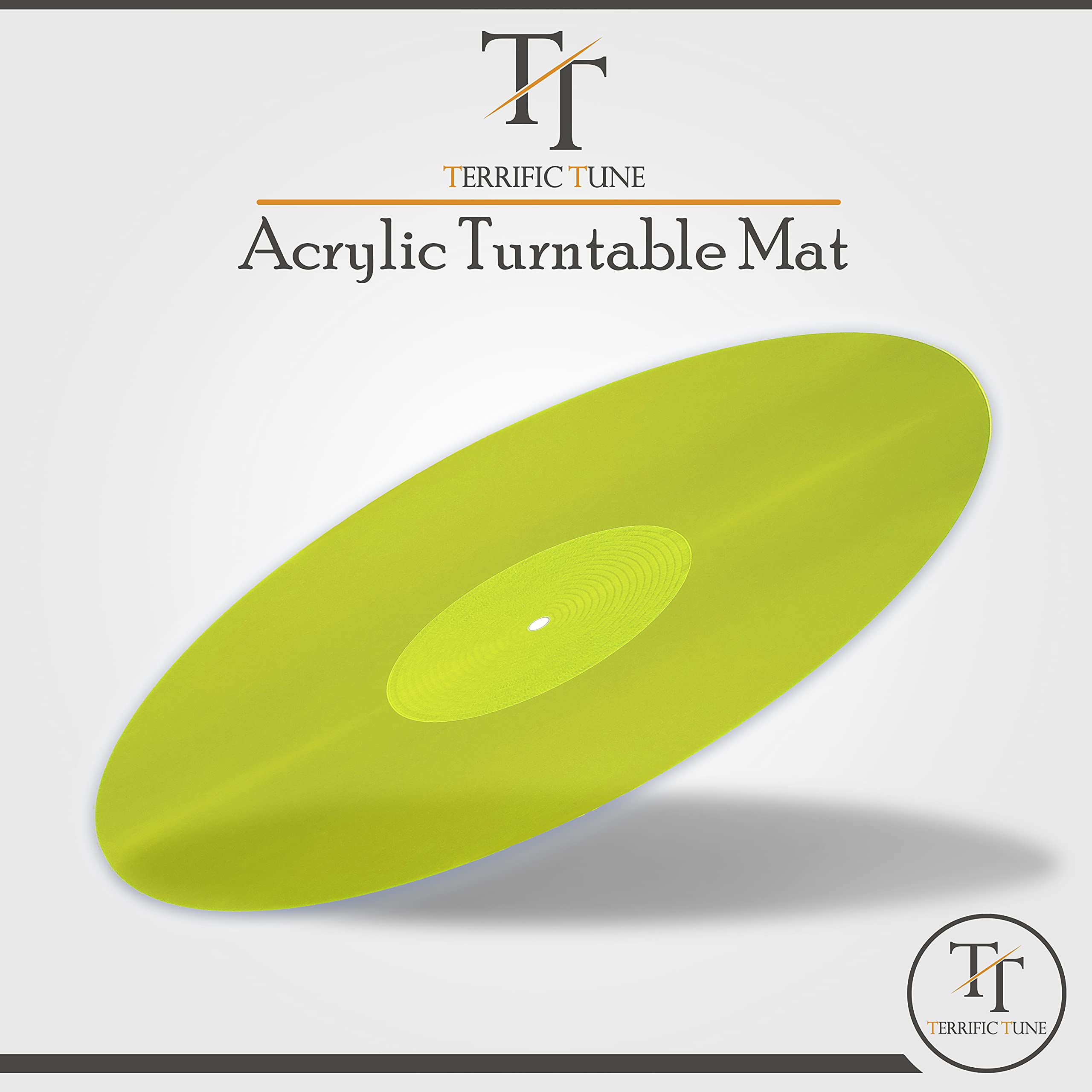 Terrific Tune - Acrylic Turntable Slipmat for Vinyl LP Record Players - Transparent Platter Mat - Anti-Static and 2.7mm Thickness Tighter bass - Reduce Noise & Improve Sound Quality (Green)