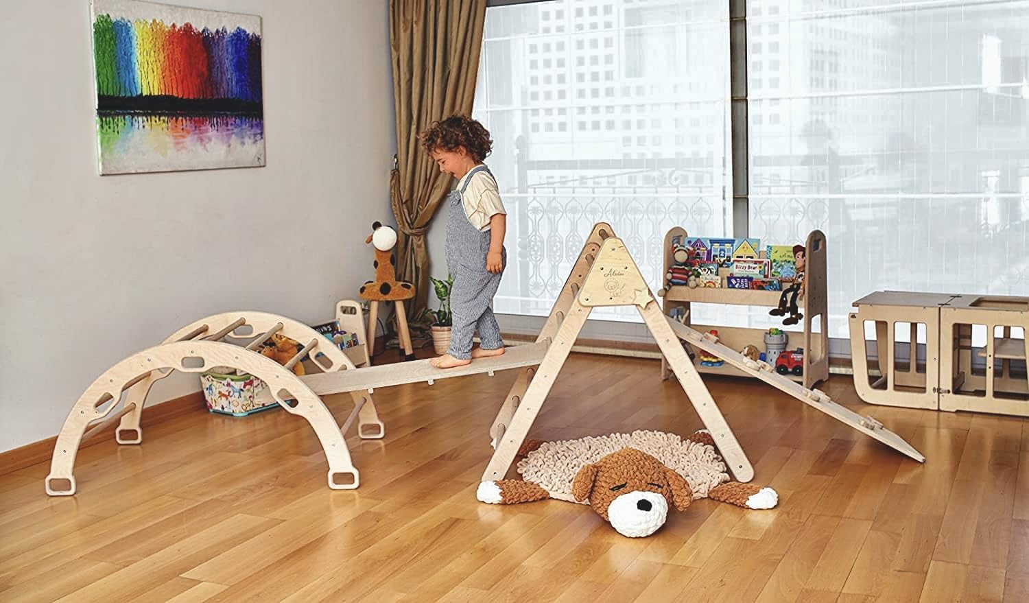 Kidodido Climbing Set | Triangle & Arch & Two Ramp Full Set | Montessori Climbing Jungle Set | Climbing Triangle & Arch Set with Two Ramp | Climbing Set for Children's Rooms | Indoor Playground