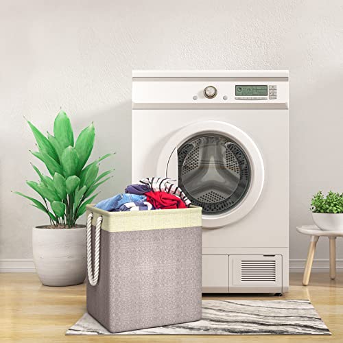 Laundry Basket,2-Pack Collapsible Linen Laundry Hampers,Tall Laundry Baskets,Dirty Clothes Hamper Laundry Organizer with Handles Laundry Bins for Bathroom Bedroom Dorm Toy Storage-brown