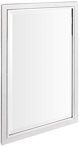 Head West Brushed Nickel with Chrome Recessed Medicine Cabinet Mirror - Stainless Steel Bathroom Mirror with Storage, Beveled Edge, and Adjustable Shelve - Small Medicine Cabinets for Bathroom 16"x26"