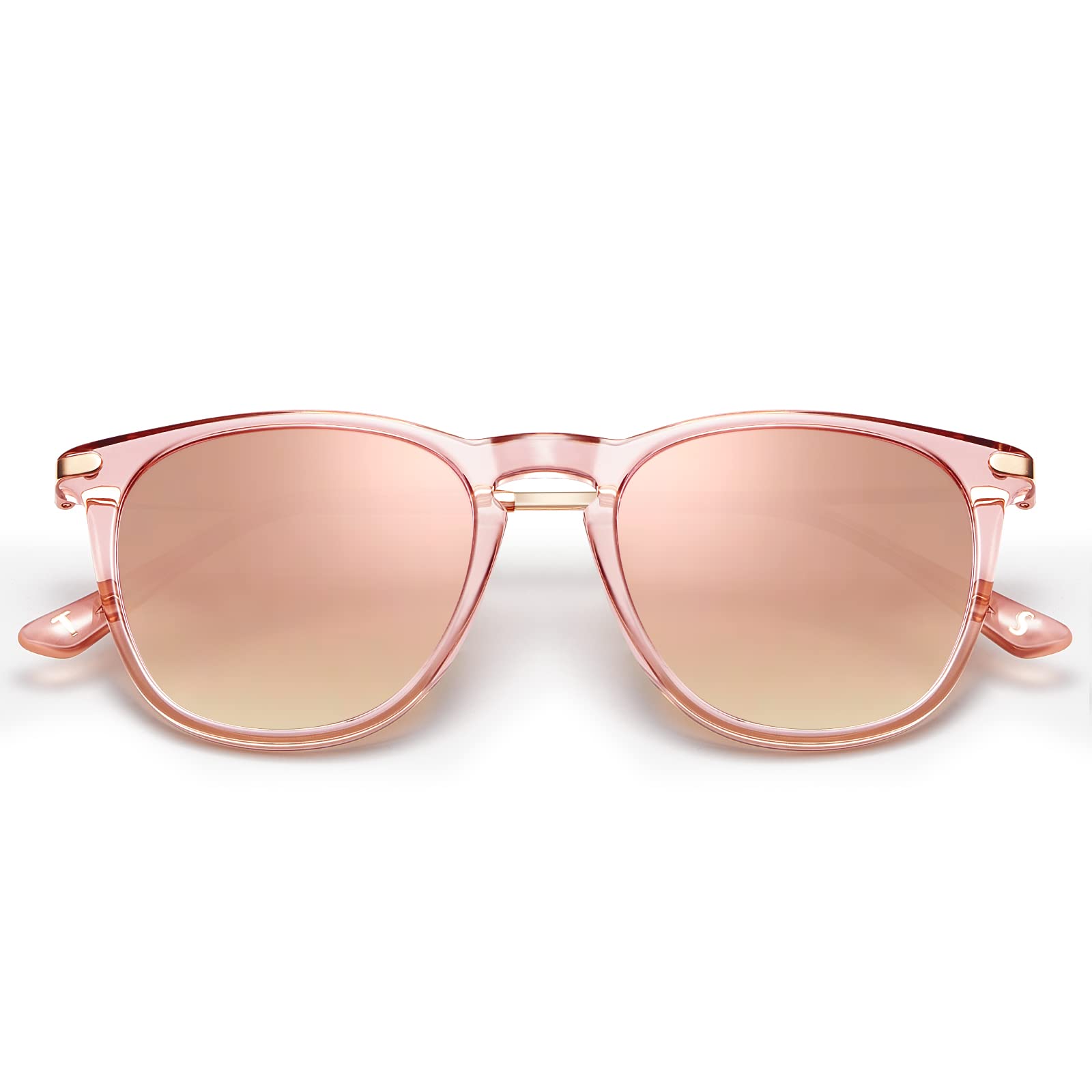 CARFIA Pink Mirrored Lightweight Polarized Sunglasses for Women UV Protection, Retro Square Ladies Sunnies Driving Eyewears