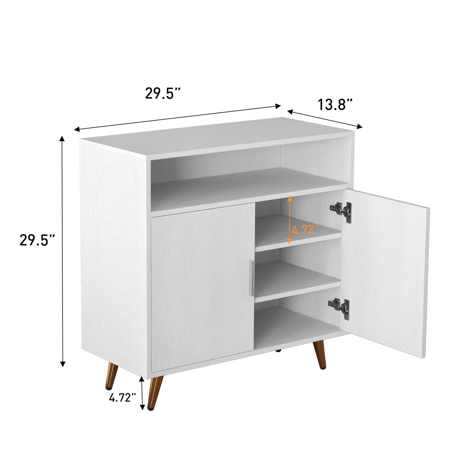 Bonzy Home 4-Tier Storage Cabinet with Sensor Light, Shoe Cabinet with Doors and Shelves for Hallway, Living Room, White