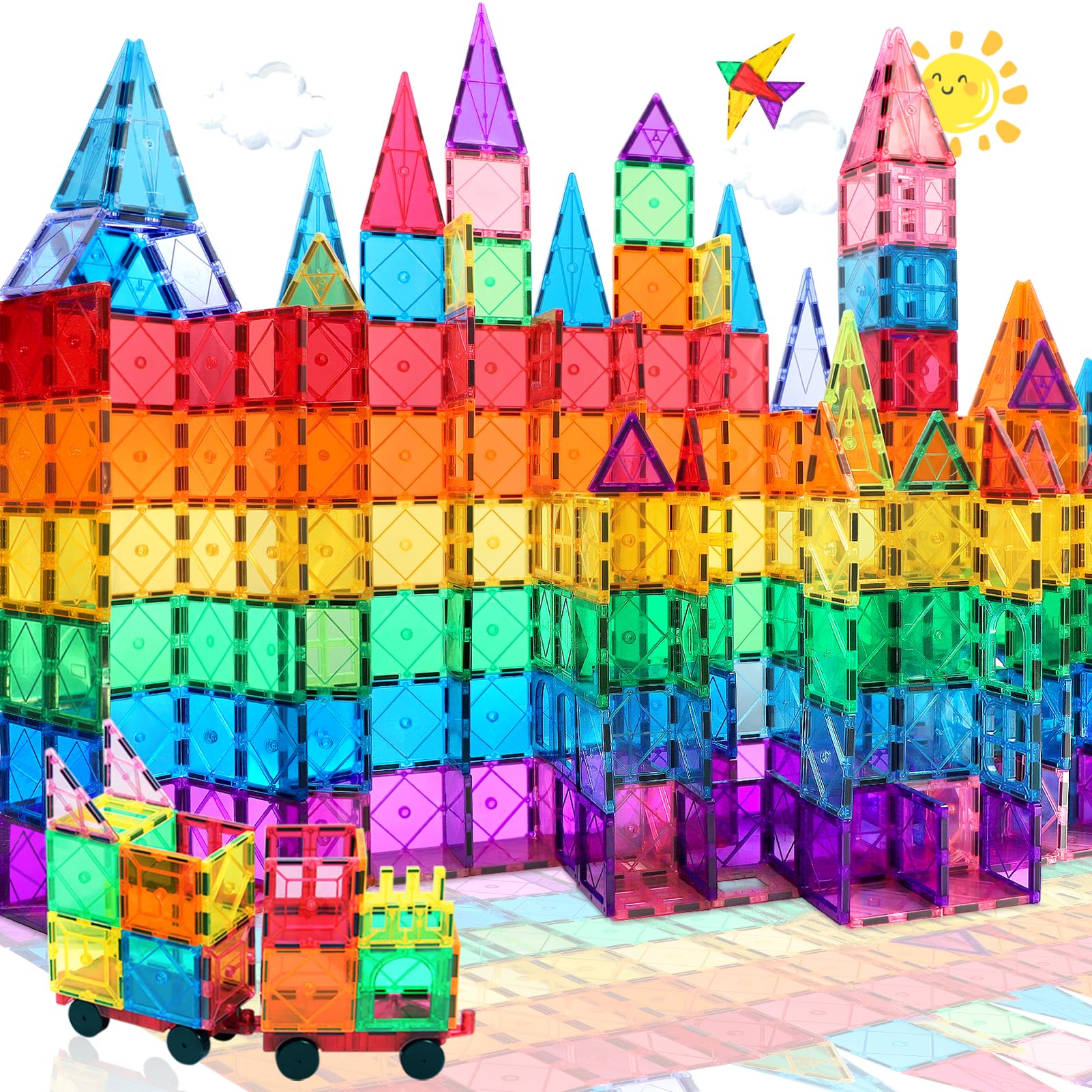 NVHH 100PCS Magnetic Tiles Blocks for Kids Ages 3-5 4-8,STEM Learning Educational Preschool Magnet Building Toys for Toddlers,Christmas Birthday Gifts Toys for 3 4 5 6 7 8+ Year Old Boys Girls