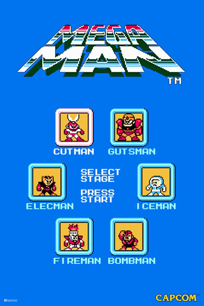Poster Foundry Mega Man Stage Select Video Game Video Gamer Classic Retro Vintage 90s Gaming MegaMan Capcom Legacy Collection Megaman 11 Mega Man X Dr Wily Thick Paper Print Wall Art 8x12
