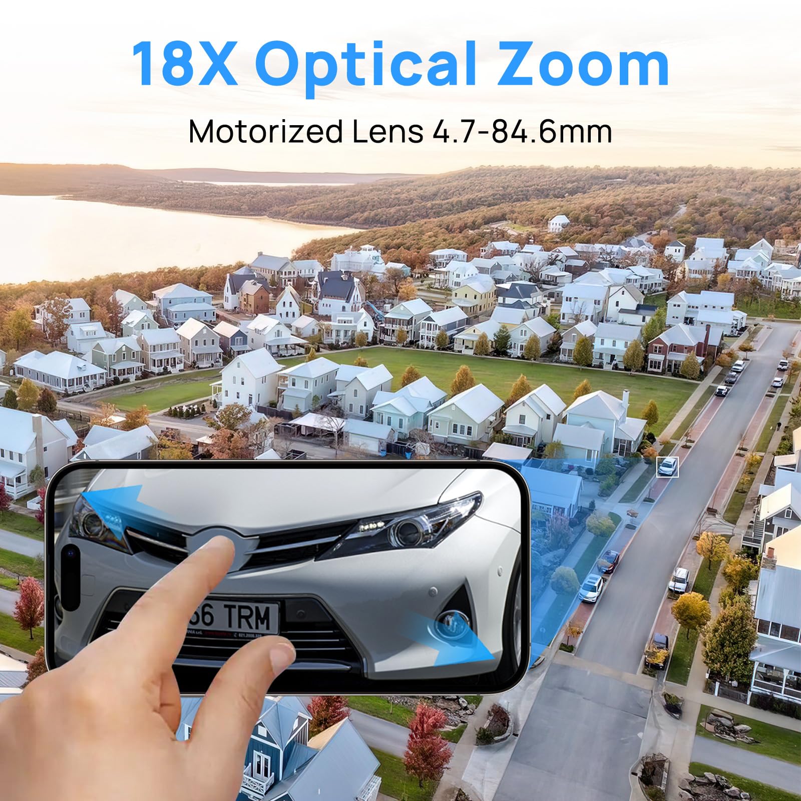 Compatible for Hikvision 4K 8MP PTZ POE IP Camera Outdoor, Auto Tracking Dome Camera with Pan Tilt 18x Optical Zoom 30x Digital Zoom,165ft IR Night Vision,Smart Human/Vehicle Detection,Two-Way Talk