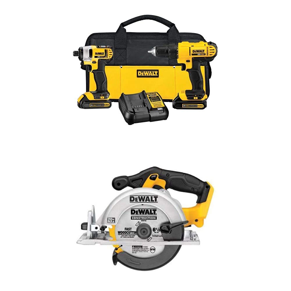 DEWALT DCK240C2 20v Lithium Drill Driver/Impact Combo Kit (1.3Ah) with 20V MAX Circular Saw
