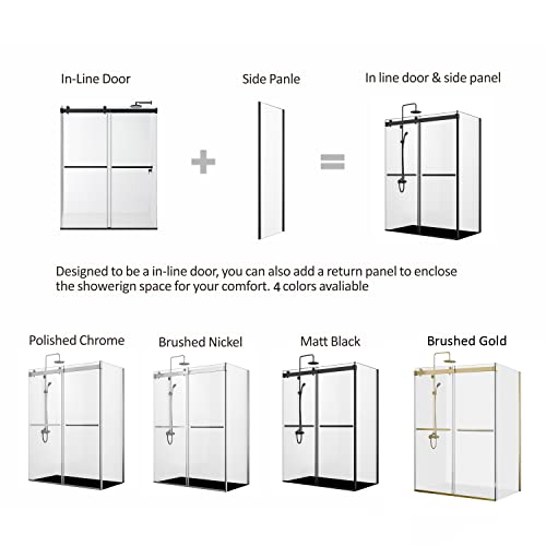 Vinnova 64" W x 76" H Double Sliding Frameless Shower Door Matt Black Finish